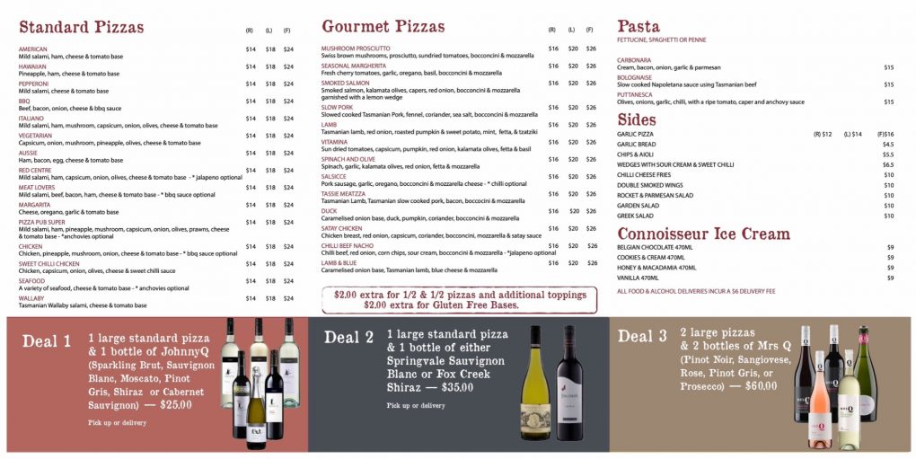 PIZZA PUB MENU + DETAILS » Heads Up Launceston 2021