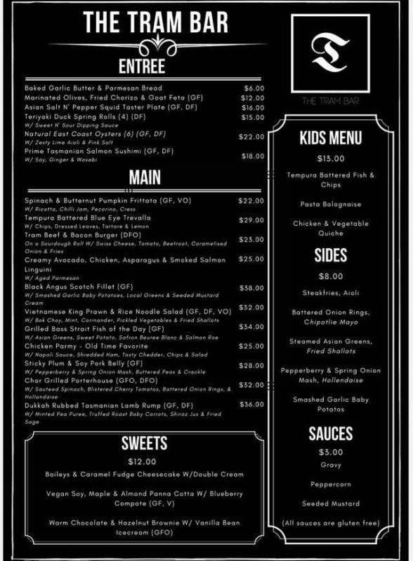 TRAM BAR @ THE BEST WESTERN | Heads Up Launceston Food Guide