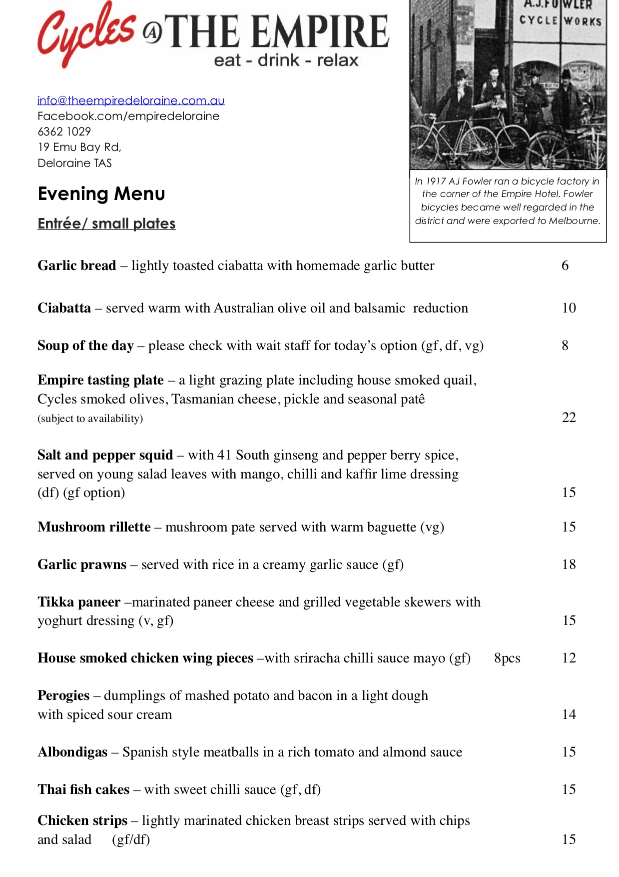 EMPIRE HOTEL DELORAINE » Heads Up Launceston & Food Guide