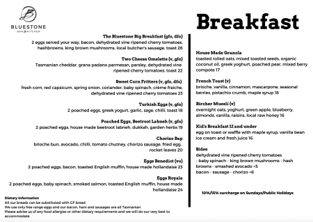 BLUESTONE BAR & KITCHEN | Heads Up Launceston Food Guide 2025