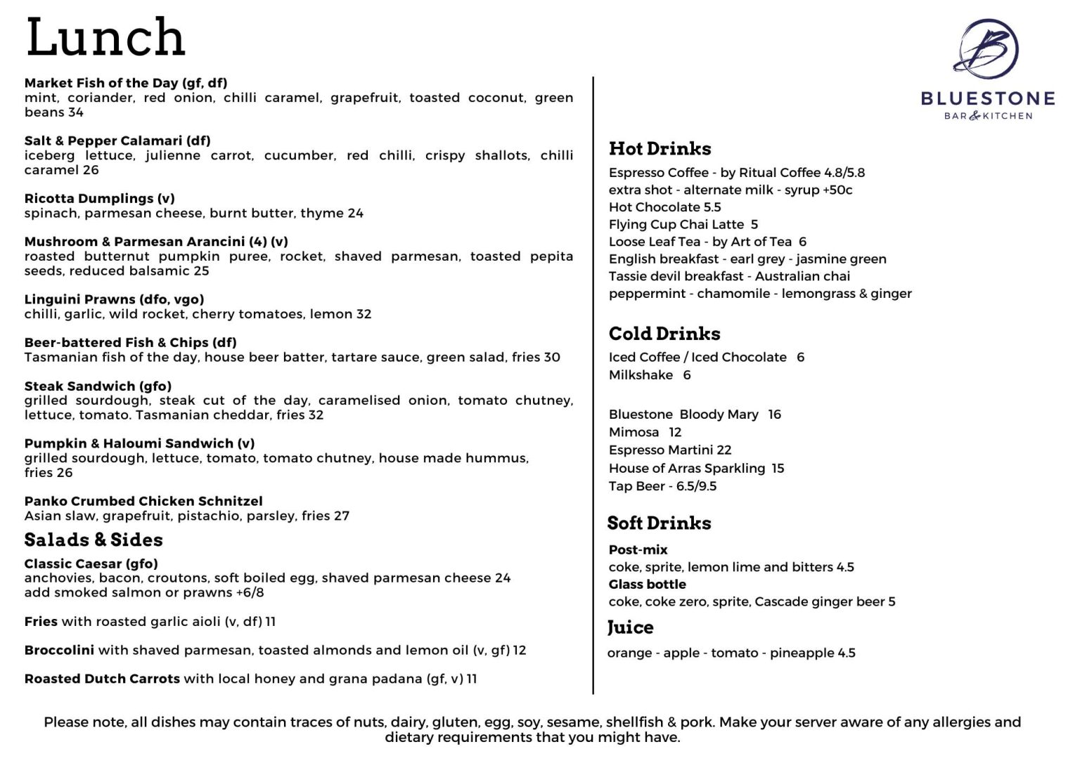 BLUESTONE BAR & KITCHEN | Heads Up Launceston Food Guide 2025