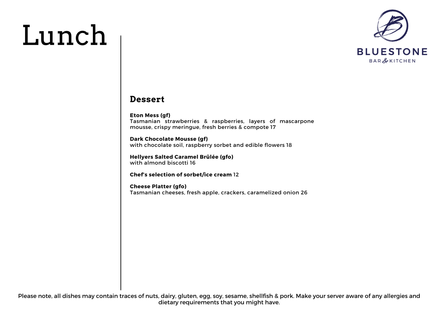 BLUESTONE BAR & KITCHEN | Heads Up Launceston Food Guide 2025