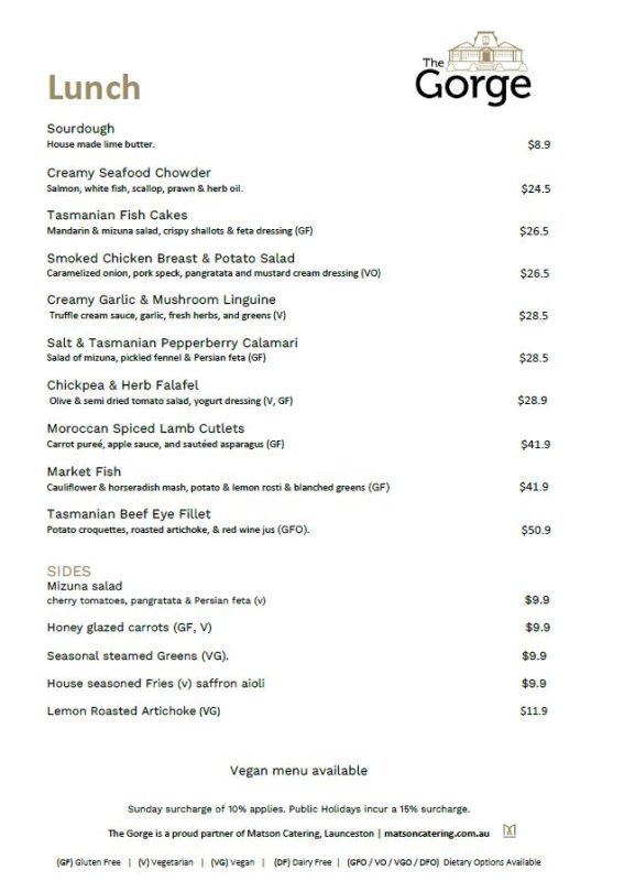 GORGE RESTAURANT | Heads Up Launceston Food Guide