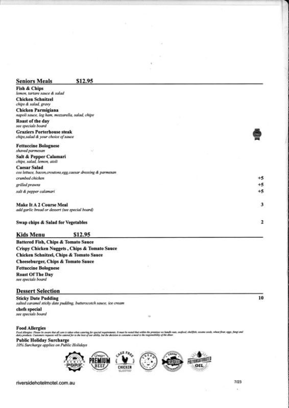 RIVERSIDE HOTEL | Heads Up Launceston Food Guide