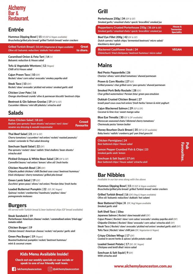 ALCHEMY BAR & RESTAURANT » Heads Up Launceston