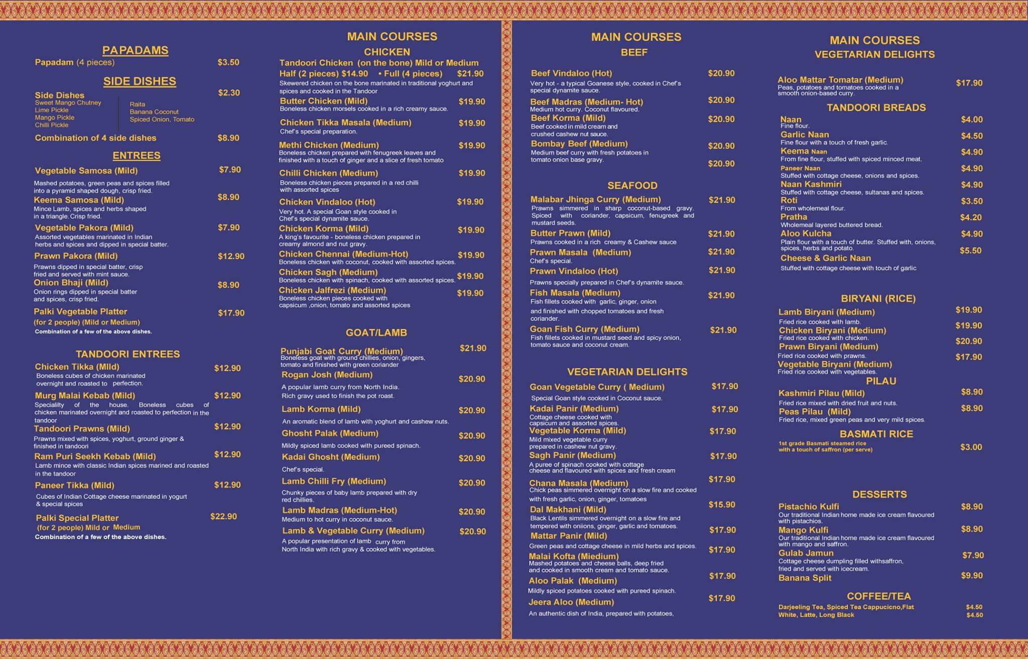 PALKI INDIAN RESTAURANT » Heads Up Launceston & Food Guide