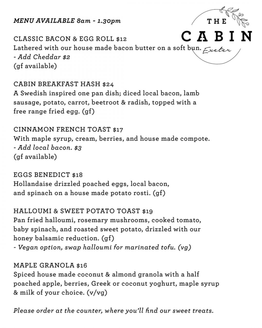 THE CABIN EXETER - Heads Up Launceston