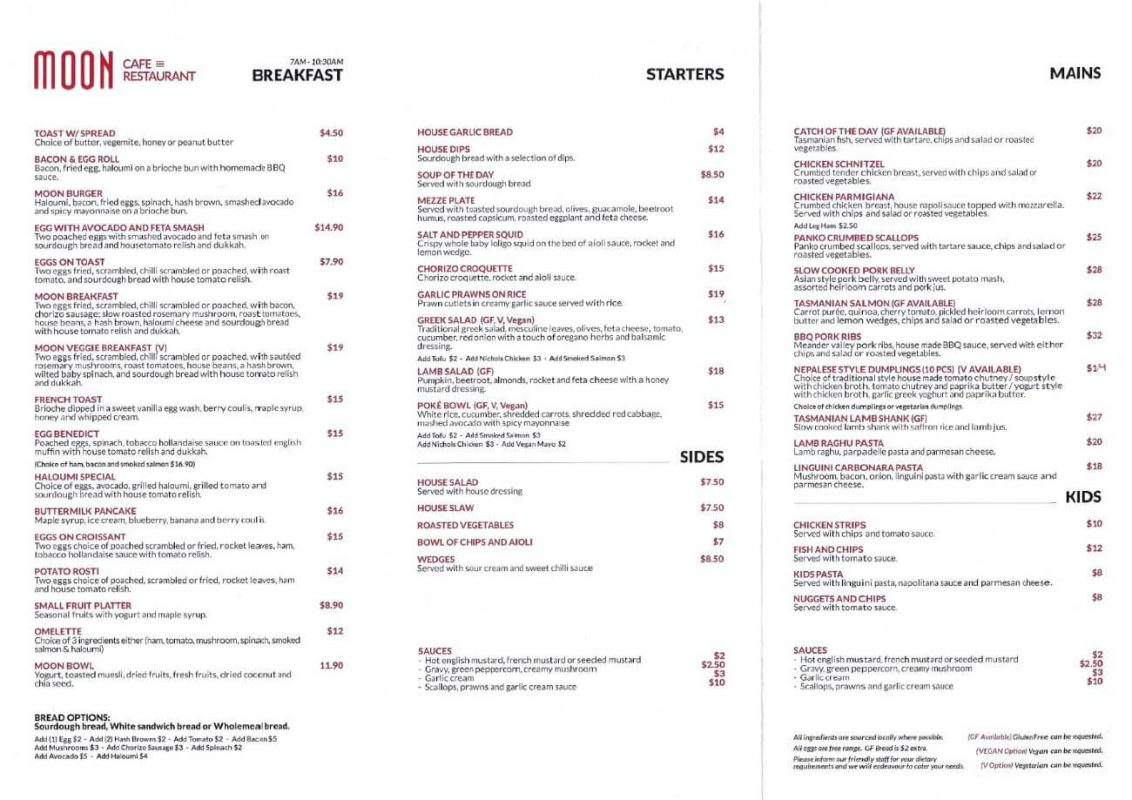 MOON CAFÉ & RESTAURANT » Heads Up Launceston