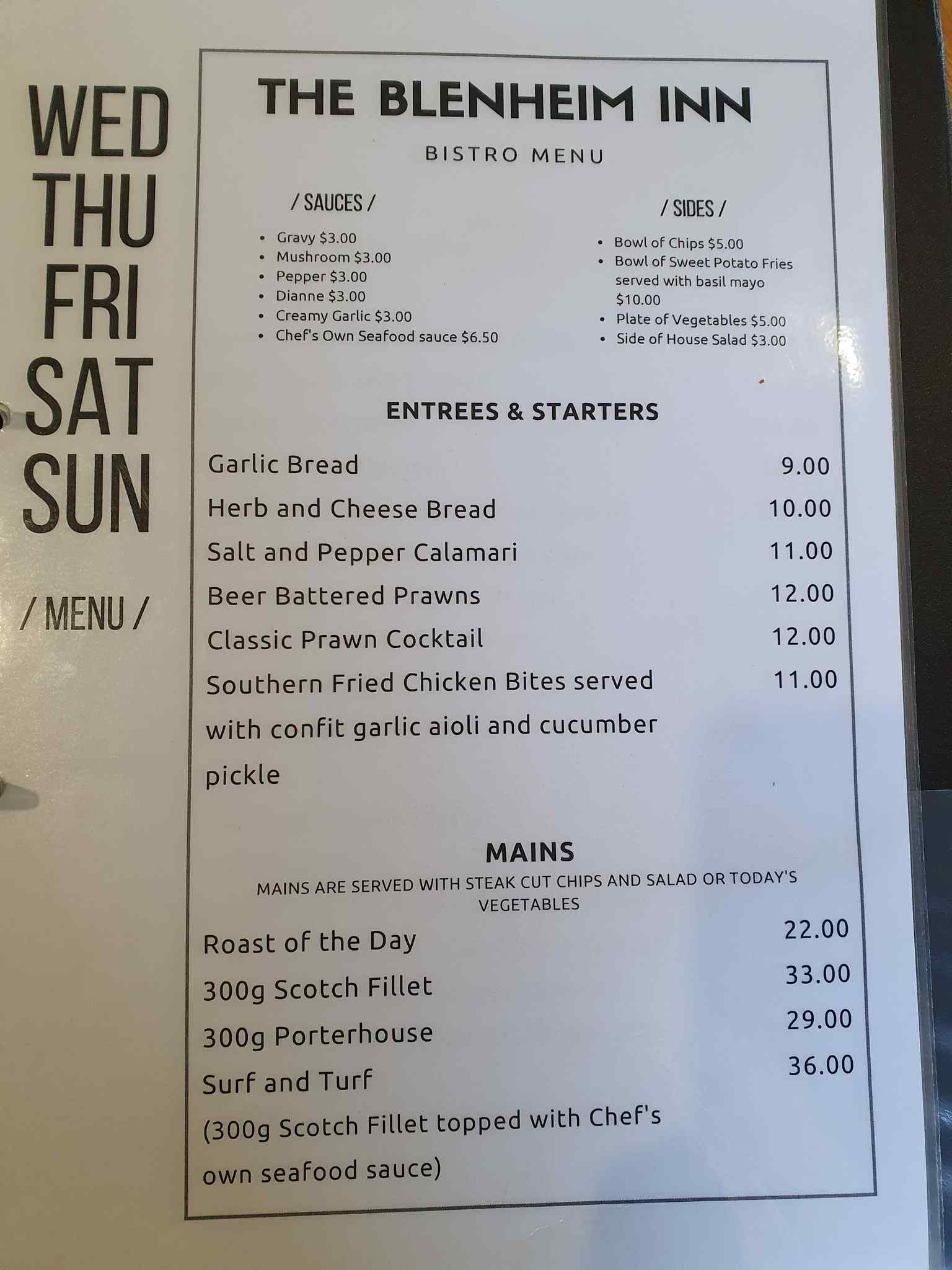 BLENHEIM INN » Heads Up Launceston