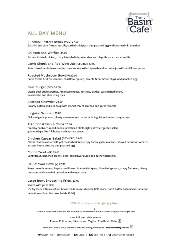 BASIN CAFÉ | Heads Up Launceston Food Guide