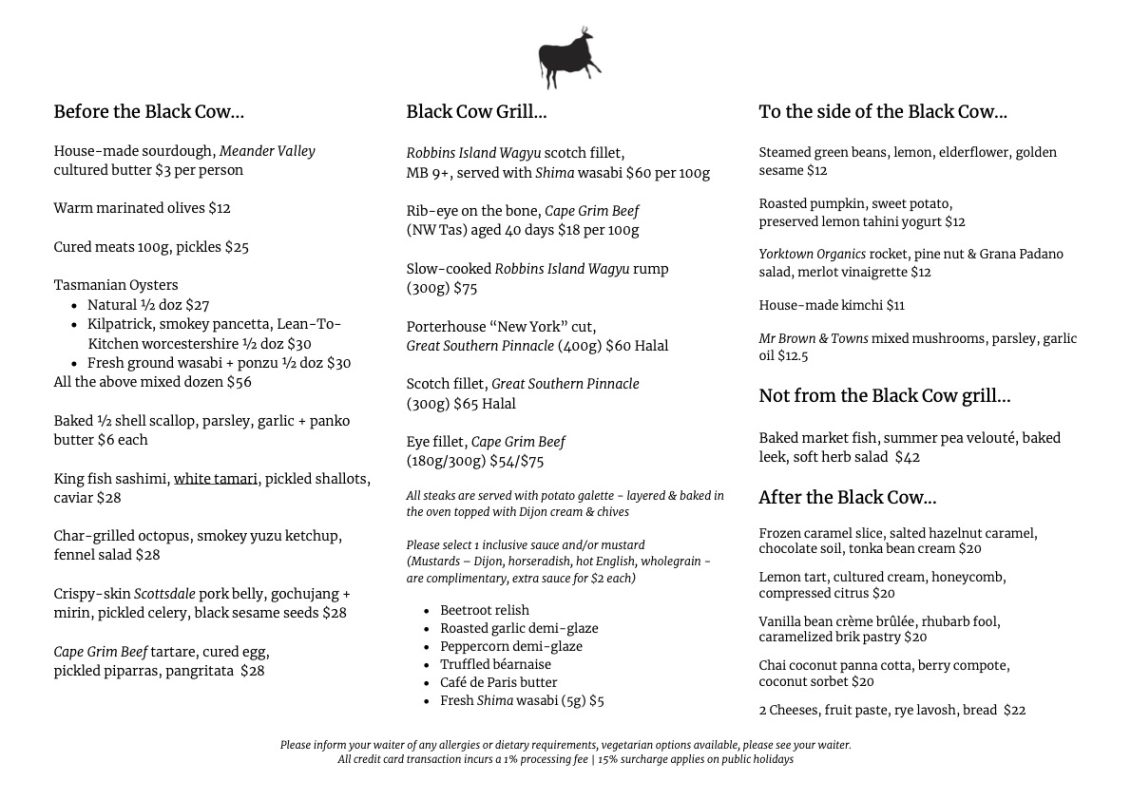 BLACK COW BISTRO | Heads Up Launceston Food Guide