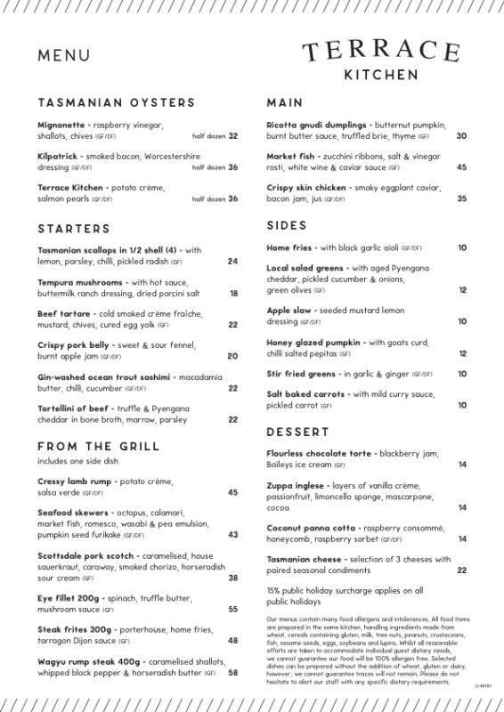 TERRACE KITCHEN RESTAURANT | Heads Up Launceston Food Guide