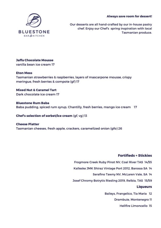 BLUESTONE BAR & KITCHEN | Heads Up Launceston