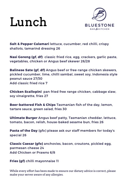 BLUESTONE BAR & KITCHEN | Heads Up Launceston