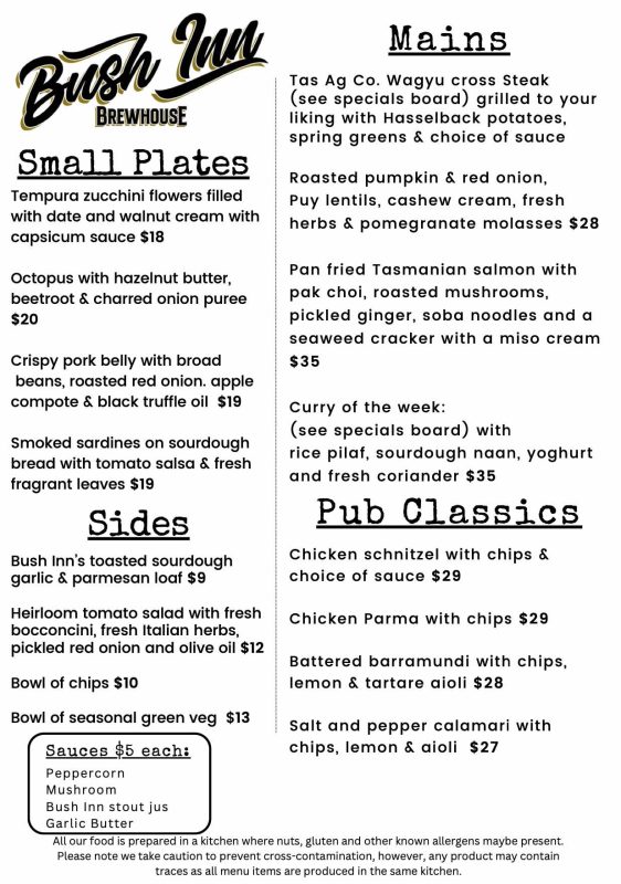 BUSH INN BREWHOUSE | Heads Up Launceston Food Guide