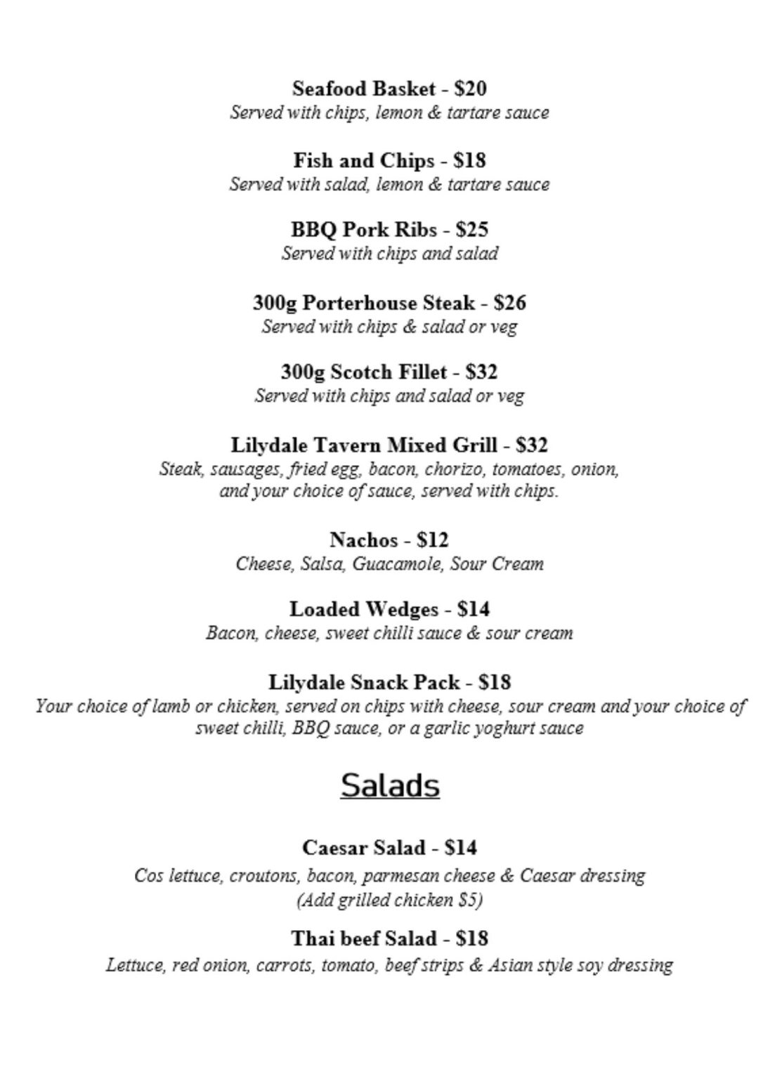 LILYDALE TAVERN | Heads Up Launceston Food Guide