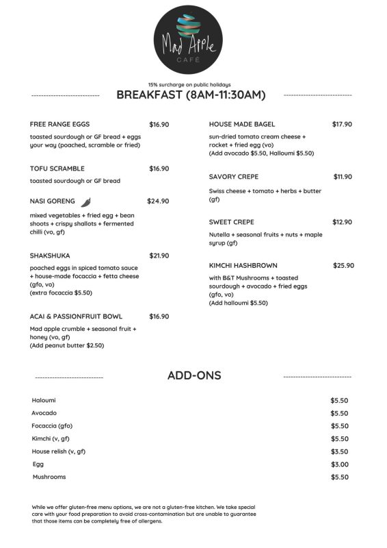 MAD APPLE CAFÉ | Heads Up Launceston Food Guide