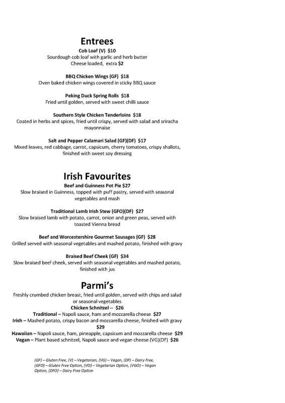 THE IRISH LAUNCESTON| Heads Up Launceston Food Guide