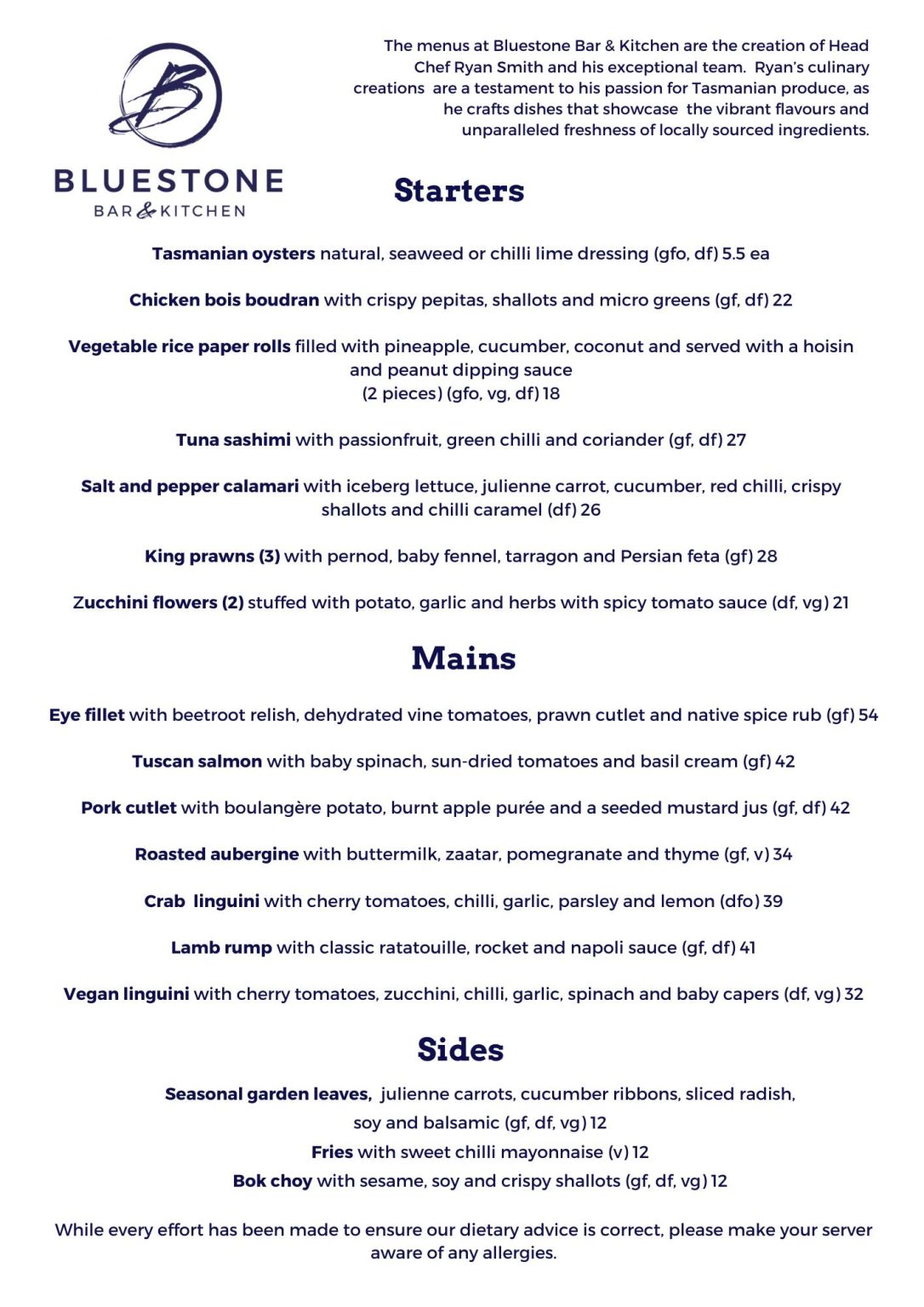 BLUESTONE BAR & KITCHEN | Heads Up Launceston Food Guide