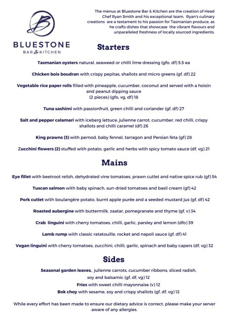 BLUESTONE BAR & KITCHEN | Heads Up Launceston Food Guide