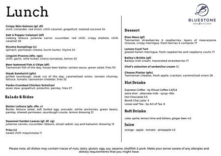 BLUESTONE BAR & KITCHEN | Heads Up Launceston Food Guide