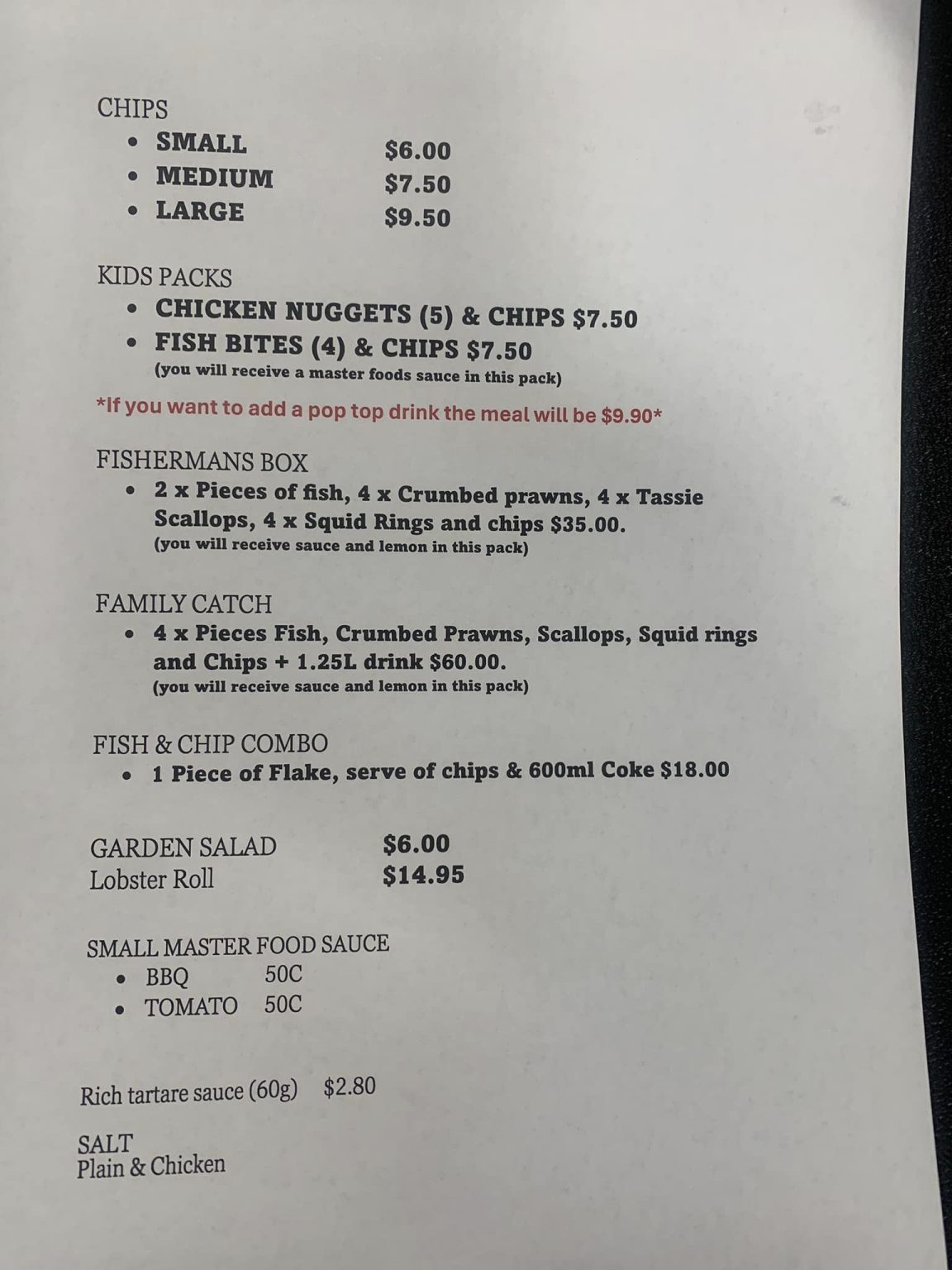 HAMMOND SEAFOODS | Heads Up Launceston Food Guide