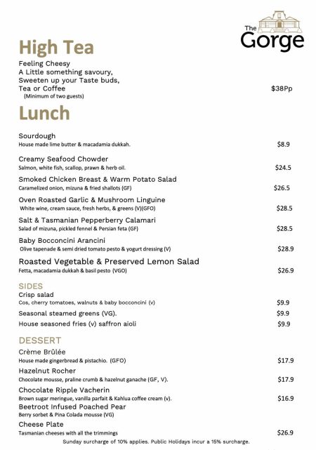 GORGE RESTAURANT | Heads Up Launceston Food Guide 2025