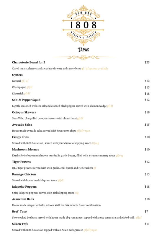 1808 LOUNGE BAR | Heads Up Launceston Food Guide 2025